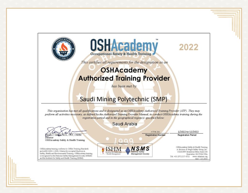 OSHA Academy Membership - Saudi Mining Polytechnic